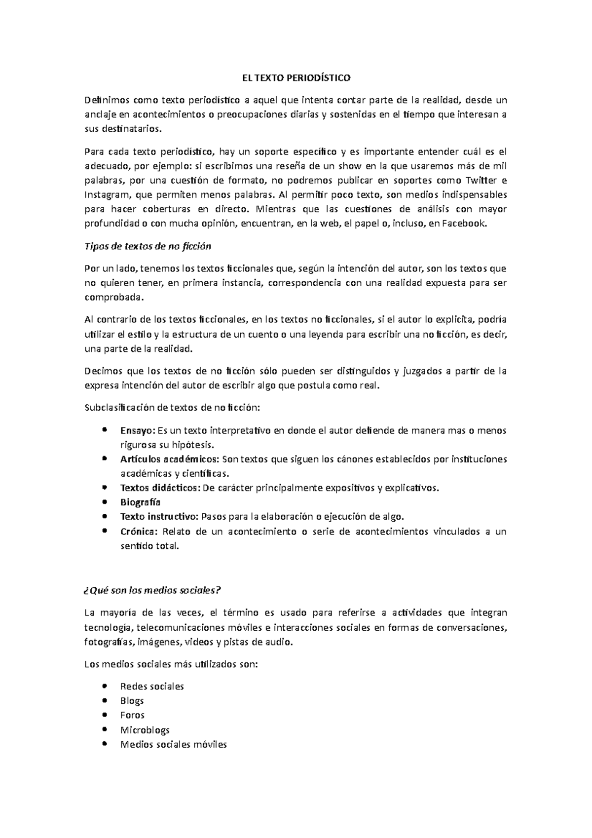 Resumen redacción periodística - EL TEXTO PERIODÍSTICO Definimos como ...