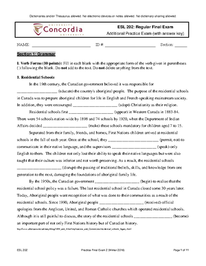 Concordia ESL 202 course outline for winter 2022 - CALENDAR DESCRIPTION ...
