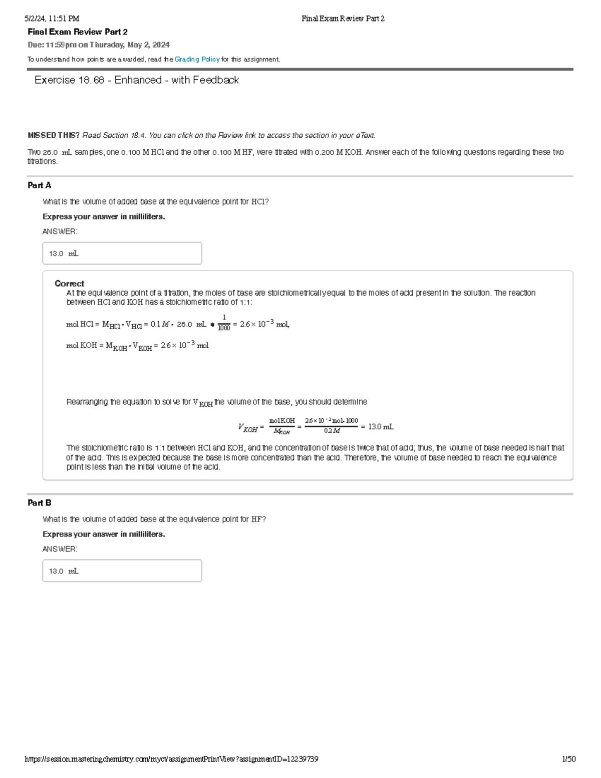Final Exam Review Part 2 - Exercise 18 - Enhanced - with Feedback MISSED THIS? Read Section 18 ...