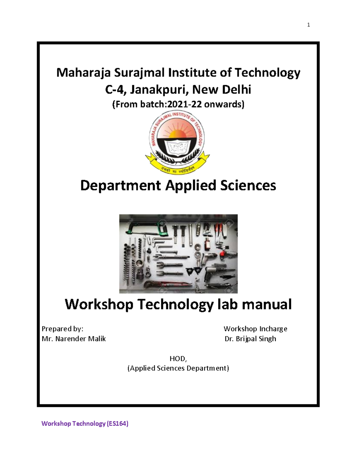 Workshop-lab-manual - Maharaja Surajmal Institute of Technology C-4 ...