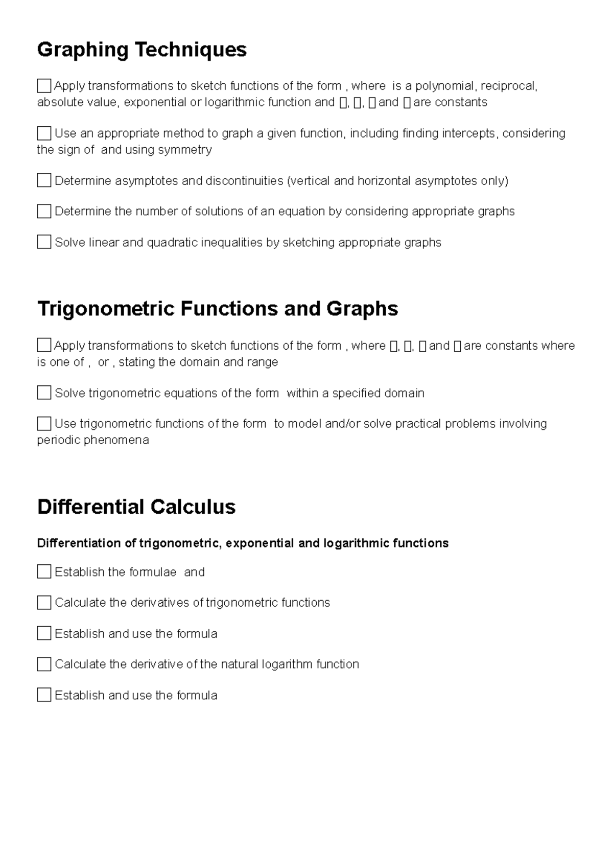 Adv Maths Y12 Syllabus - Studocu