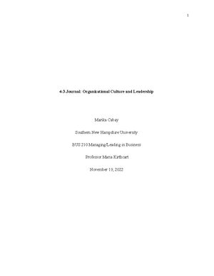 BUS 210-Module Two Assignment - Dominique J. Bass BUS- 210: Module Two ...