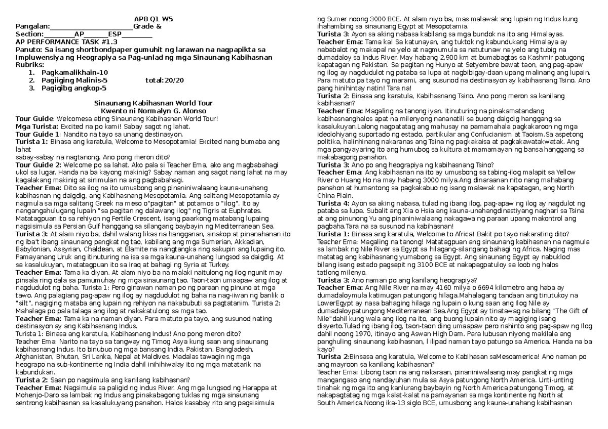 AP8 Q1 W5 - Learning Activity sheets - AP8 Q1 W Pangalan:___________________________Grade ...