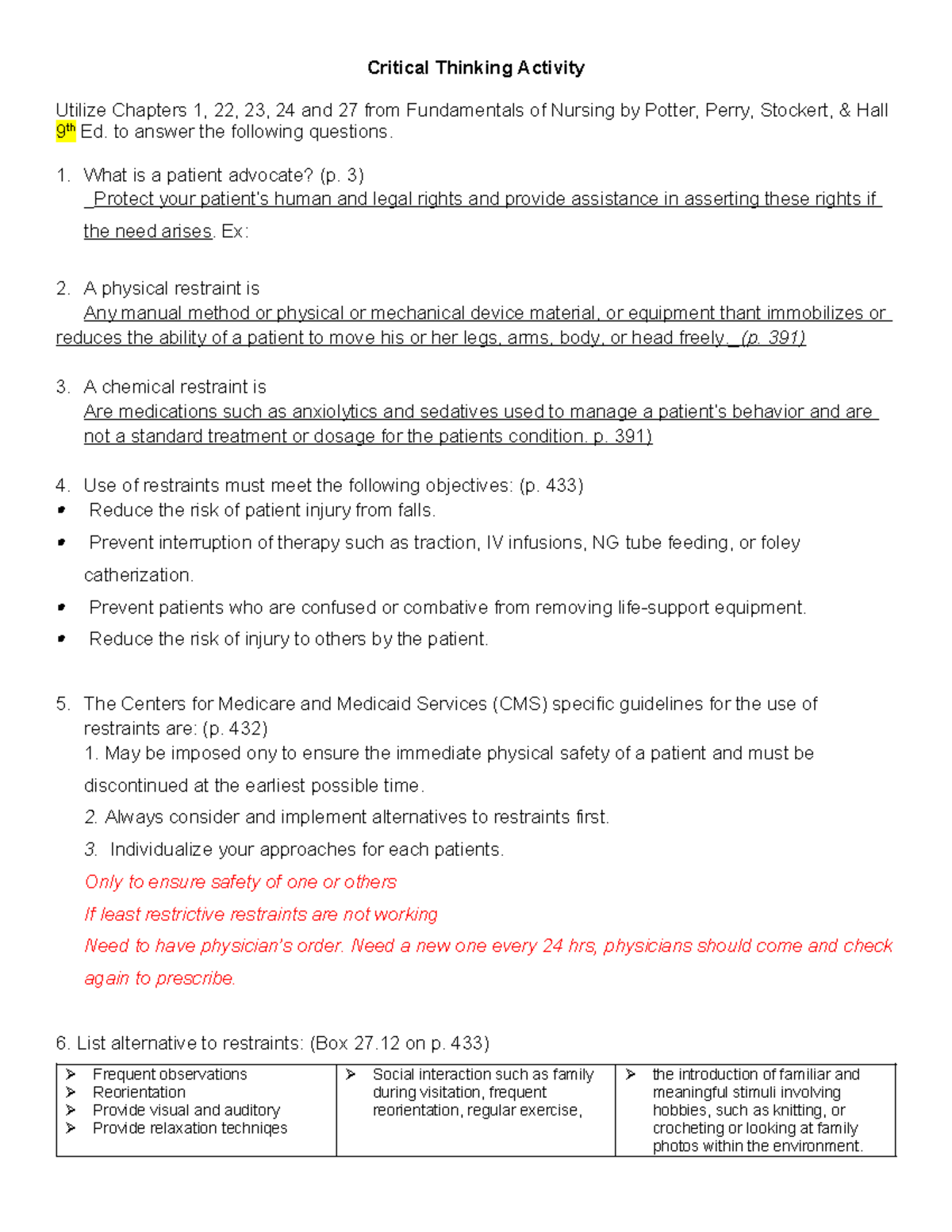 Critical Thinking Activity Student Version Fall 2023 - Critical ...