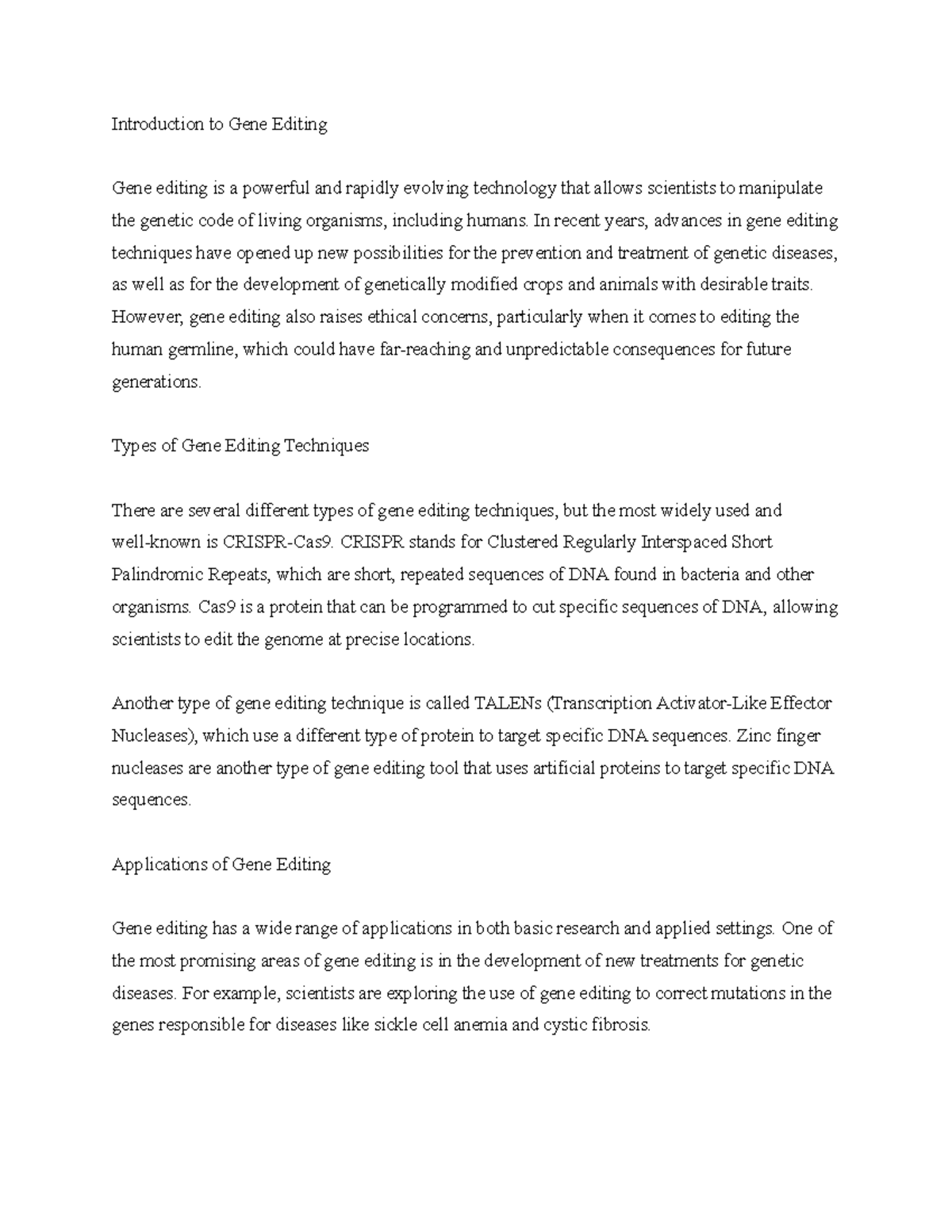 Introduction to Gene Editing - In recent years, advances in gene ...