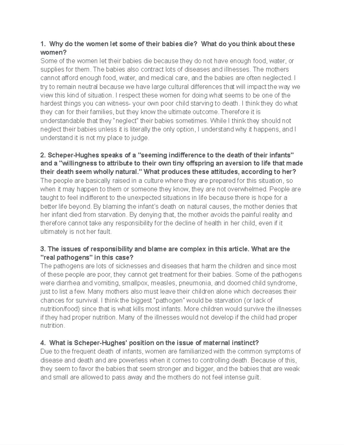 Death Without Weeping - 1. Why do the women let some of their babies ...