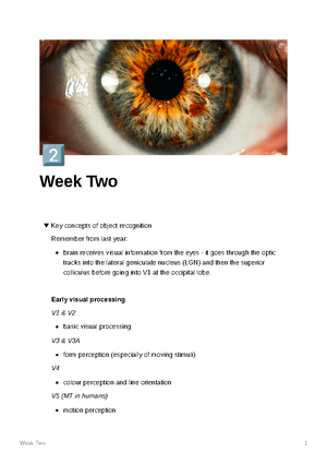 Week Ten Cog - 3rd Year cognition lecture and reading notes - in depth ...