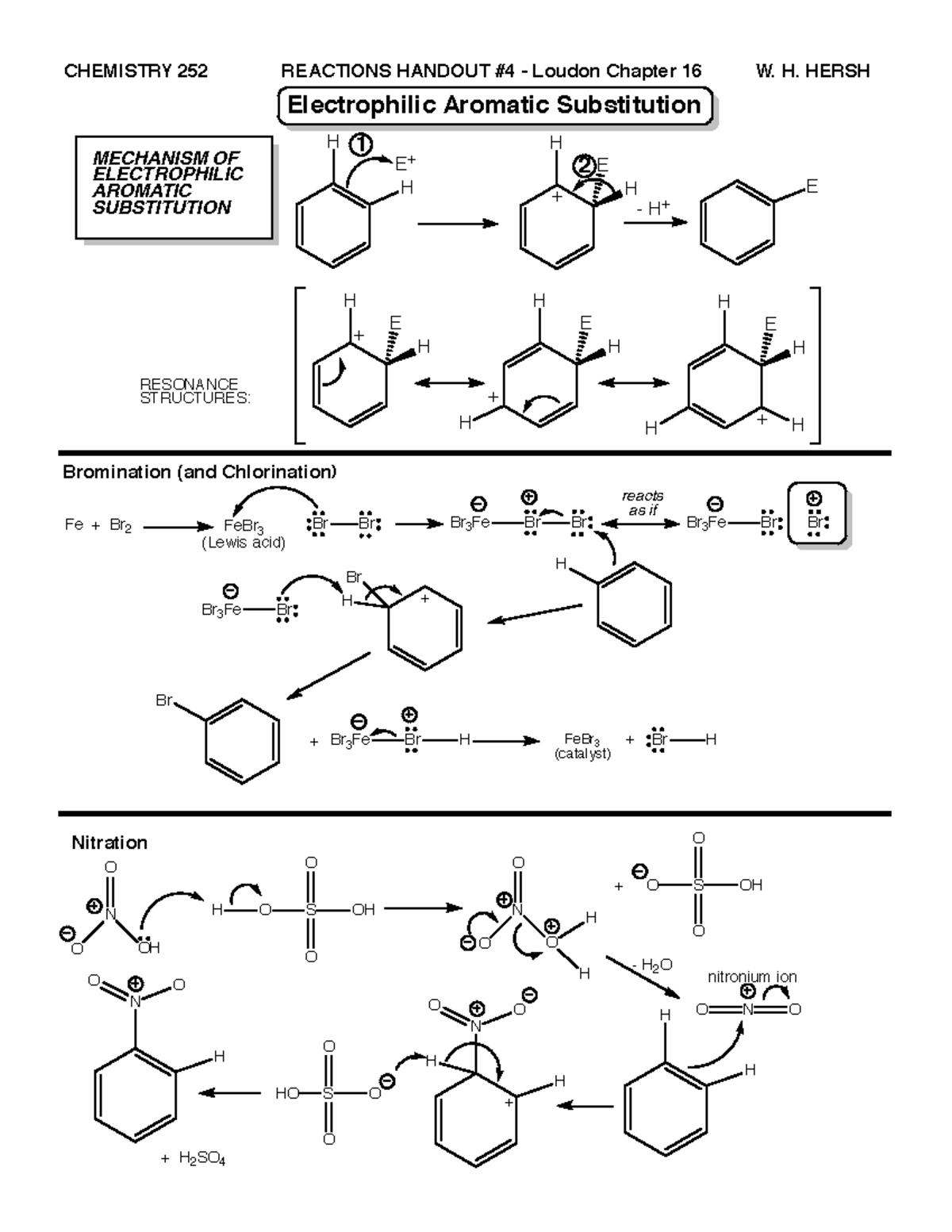 4 Loudon Chp 16 Electrophilic Arom Subst - H H H H E H H E H H E E Br ...