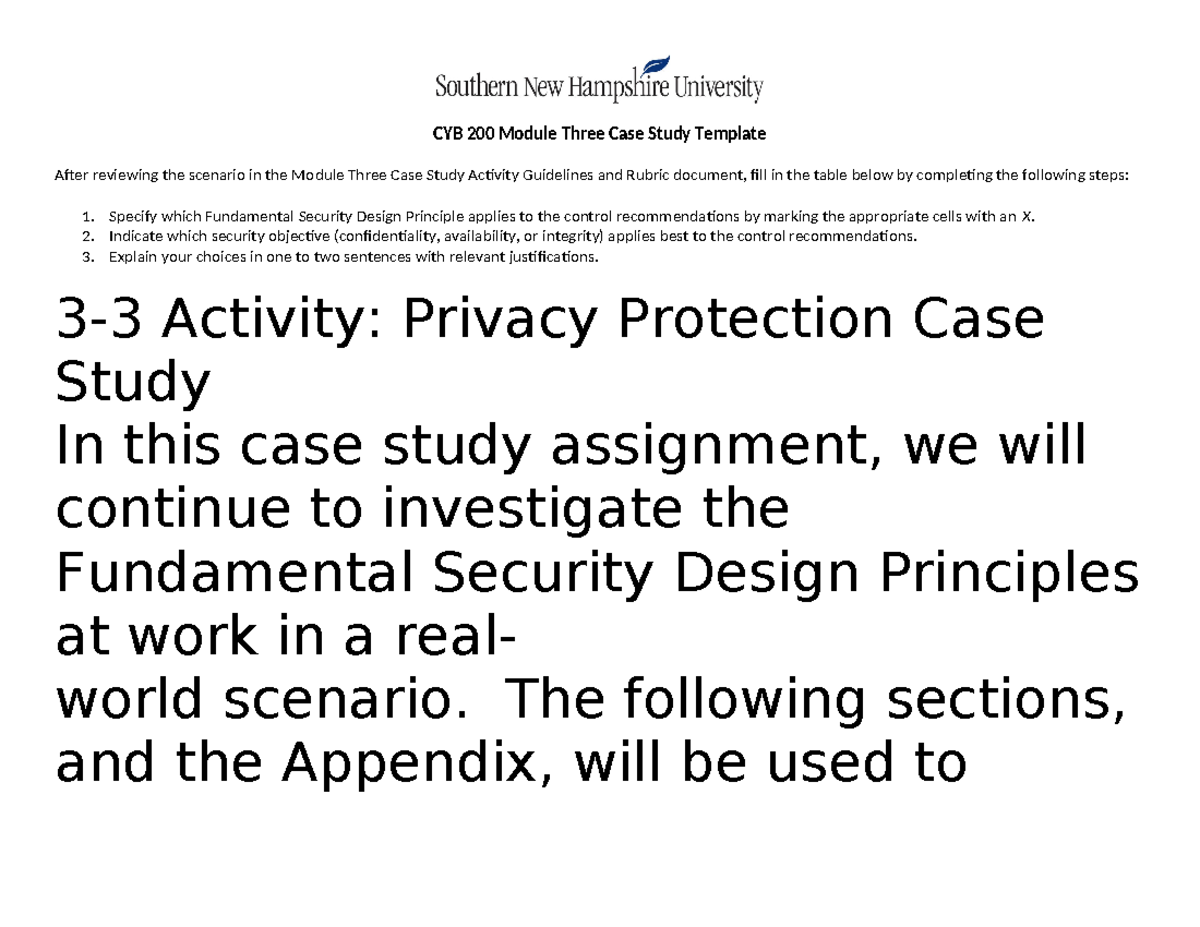 CYB 200 Module Three Case Study Templat - CYB 200 Module Three Case ...