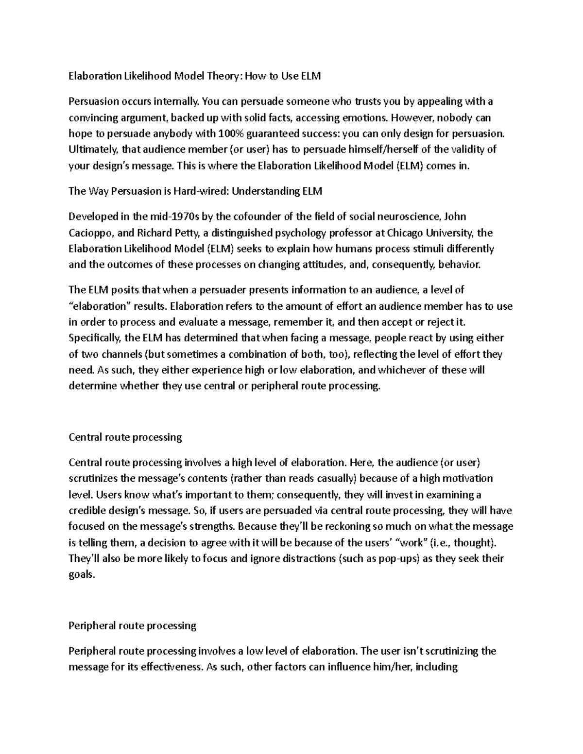 Elaboration Likelihood Model Theory ,How to Use ELM - Elaboration ...