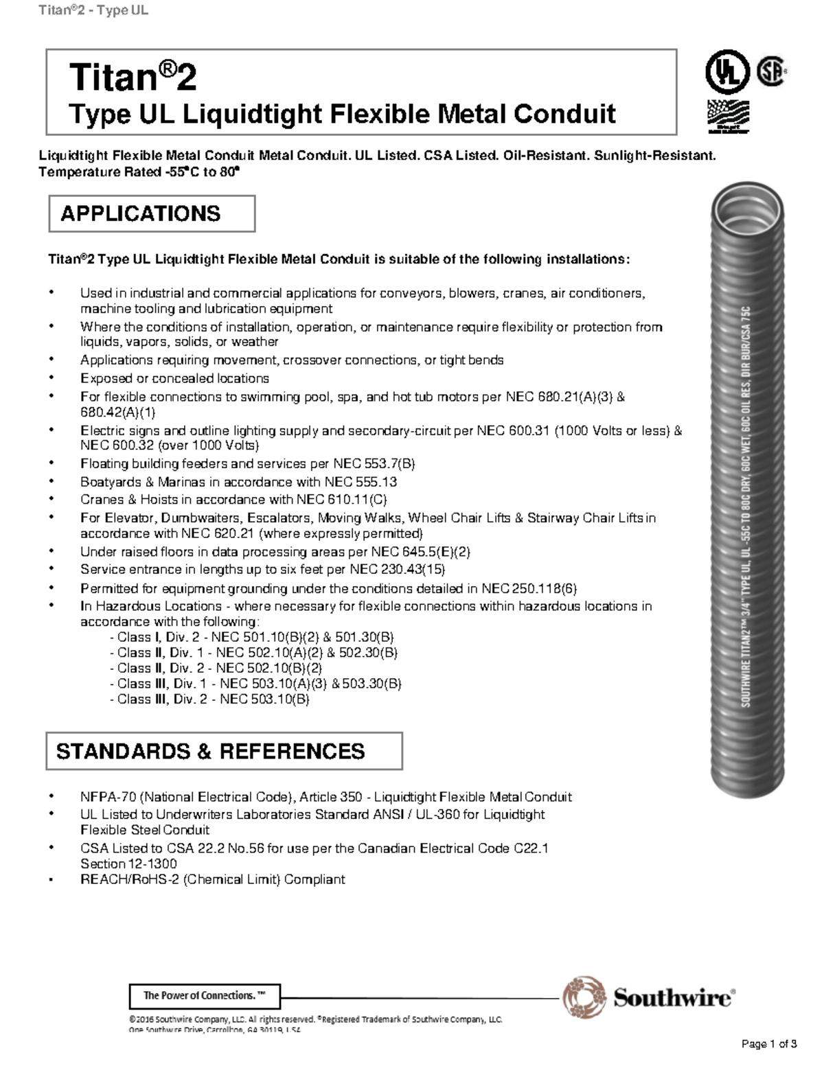 Titan 2 Type UL Liquidtight Flexible Metal Conduit - Page 1 of 3 Titan ...