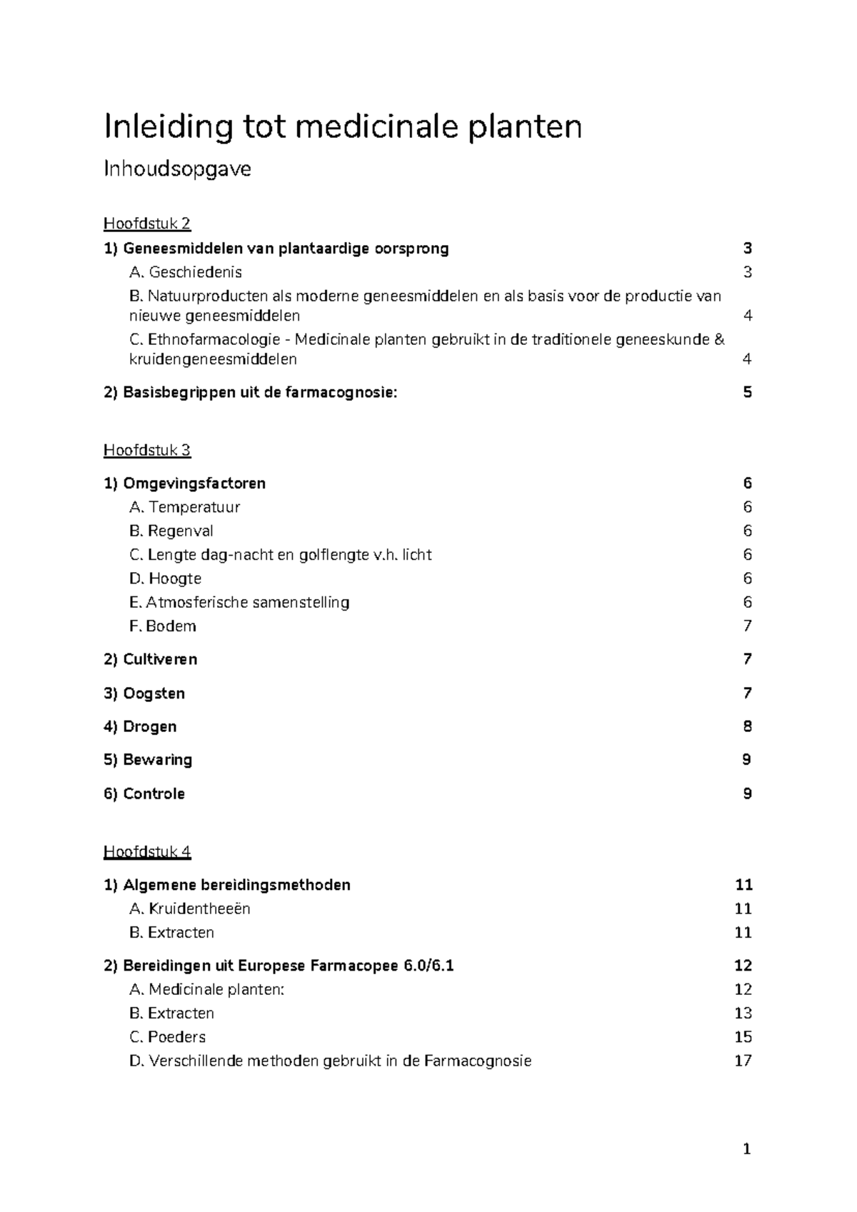 Medicinale Planten - Inleiding tot medicinale planten Inhoudsopgave ...