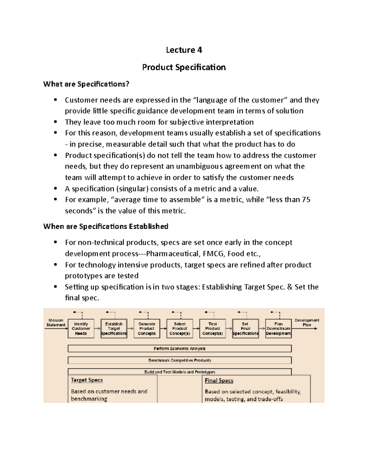 Lecture 4 - Product Specifications - Lecture 4 Product Specification ...