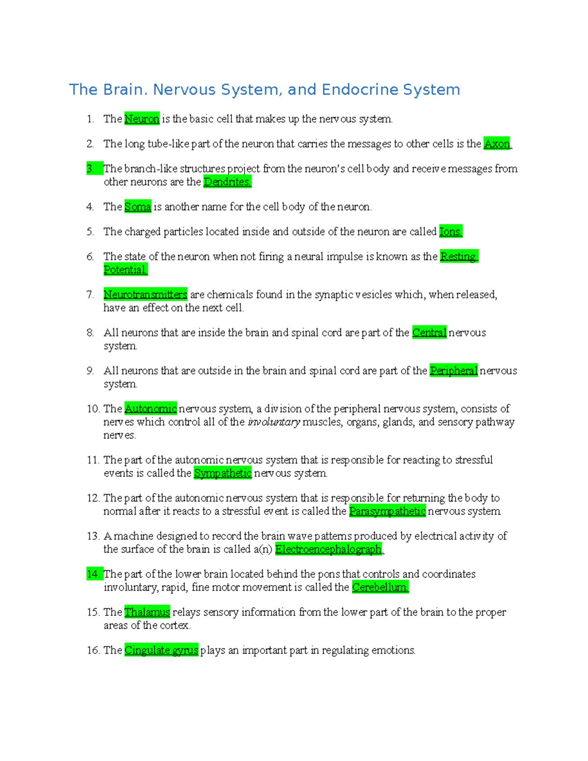 Brain- Nervous System- and Endocrine System - The Brain. Nervous System ...