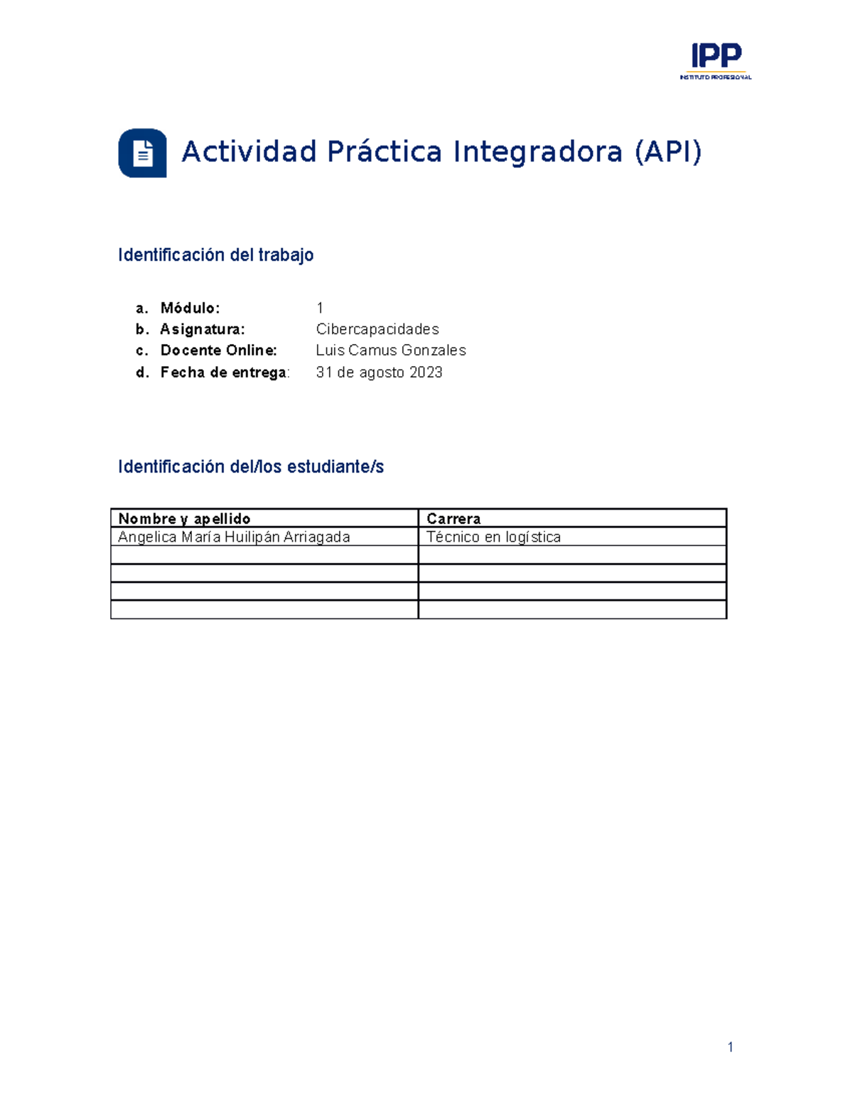 Angelica huilipan API1 M1-E1 - Actividad Práctica Integradora (API ...