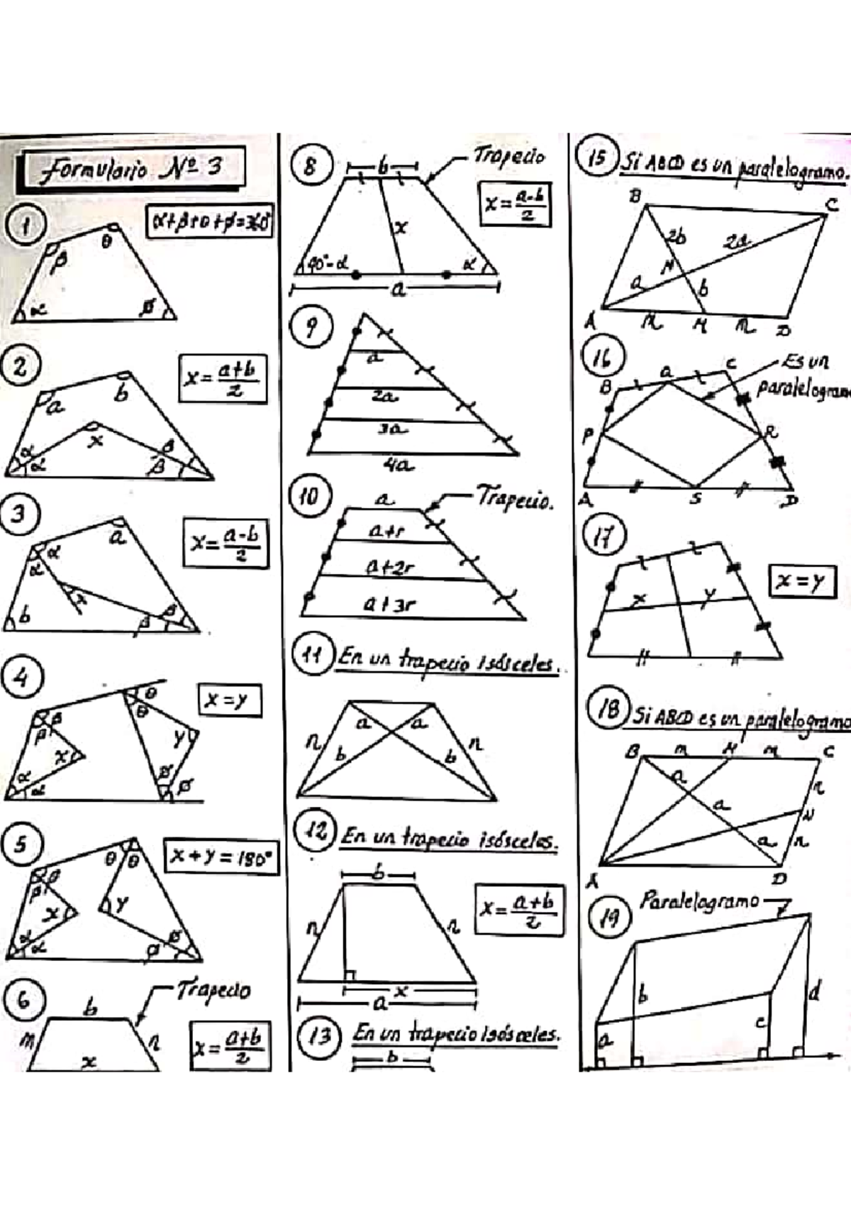 Formulario Geometria 1 - Formulario No 3 8 6 Tropecio 15 esun ...