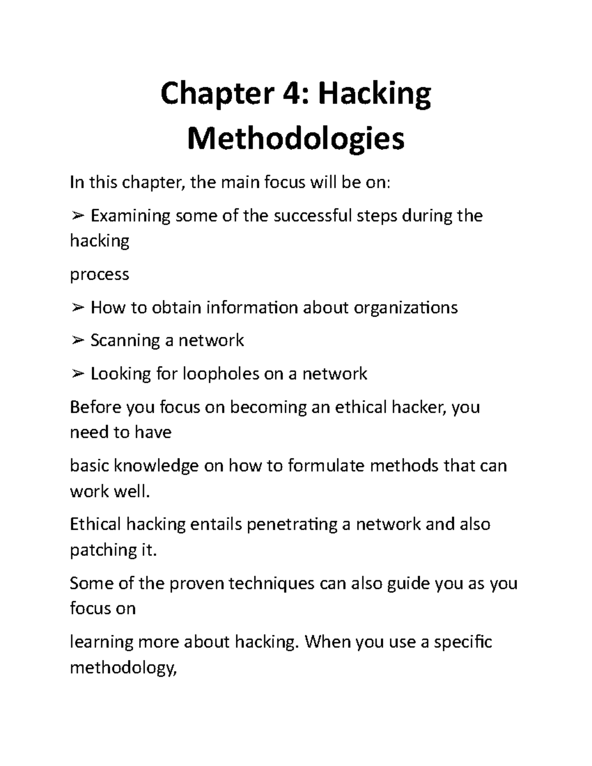 Chapter 4 Introduction - Chapter 4: Hacking Methodologies In this chapter, the main focus will ...