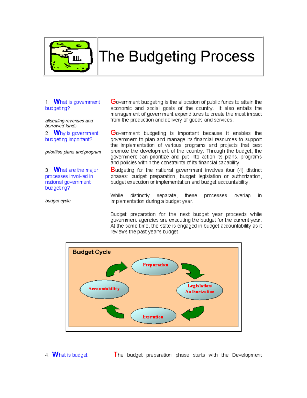 Budget Process - BP for bsa students - The Budgeting Process 1. What is ...
