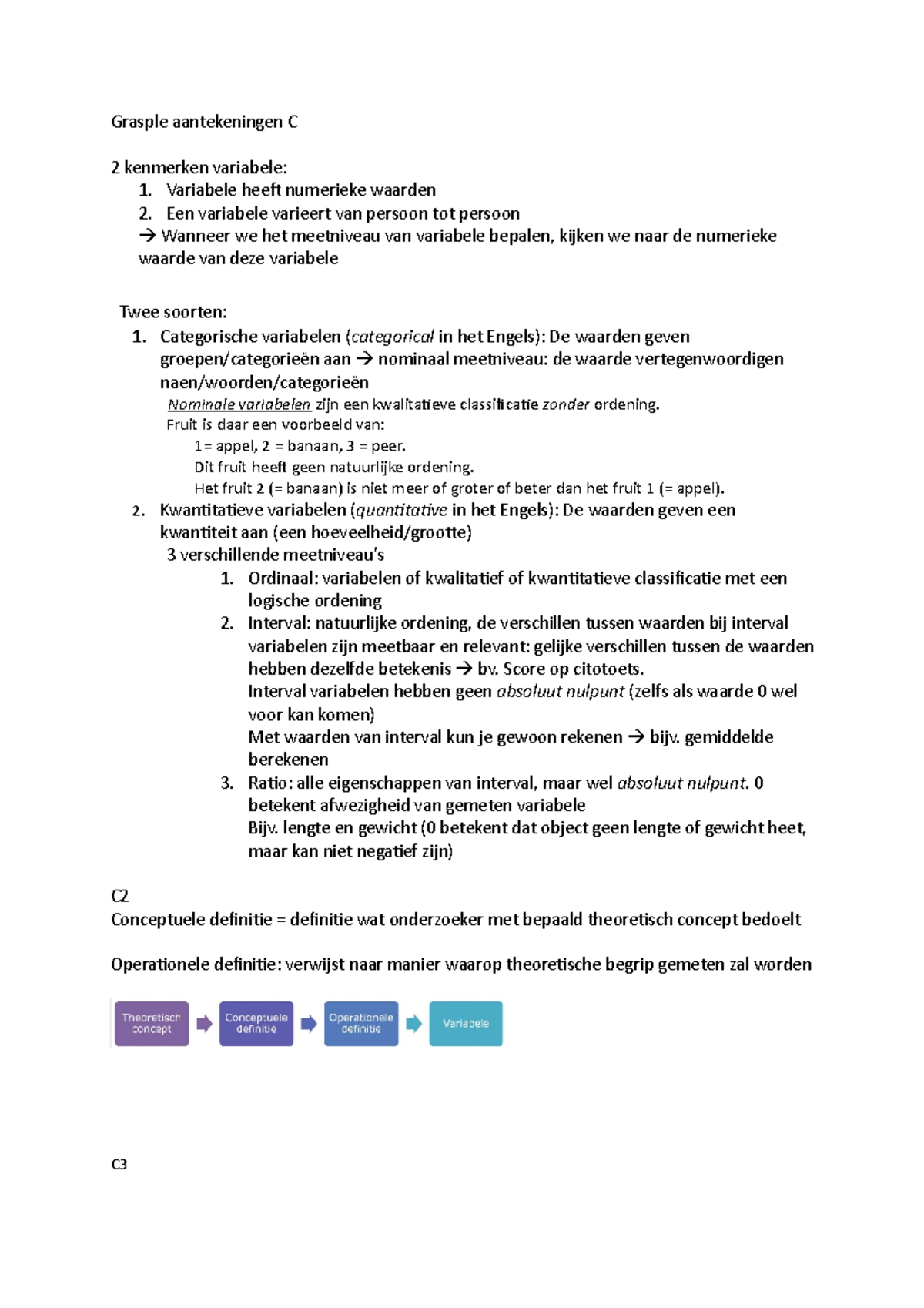 Grasple aantekeningen C - Variabele heeft numerieke waarden 2. Een ...