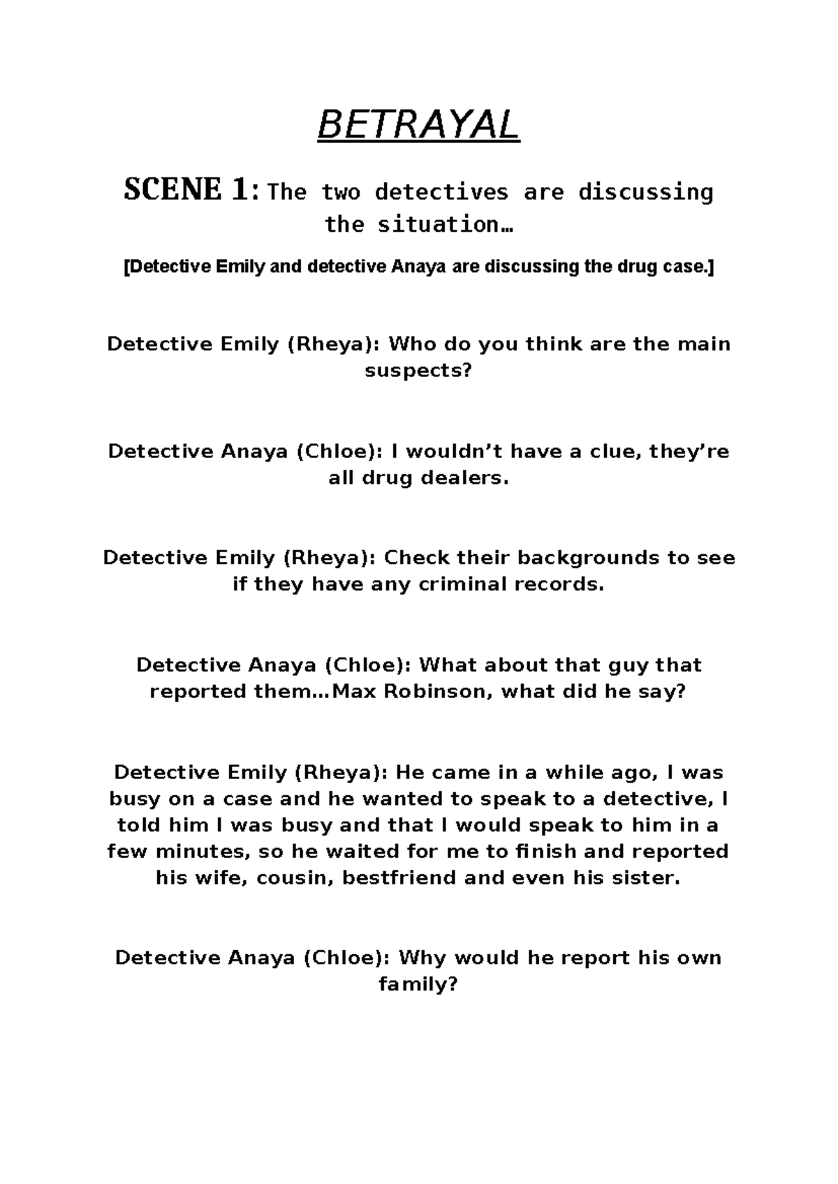 Betrayal - jfhjv - BETRAYAL SCENE 1: The two detectives are discussing ...