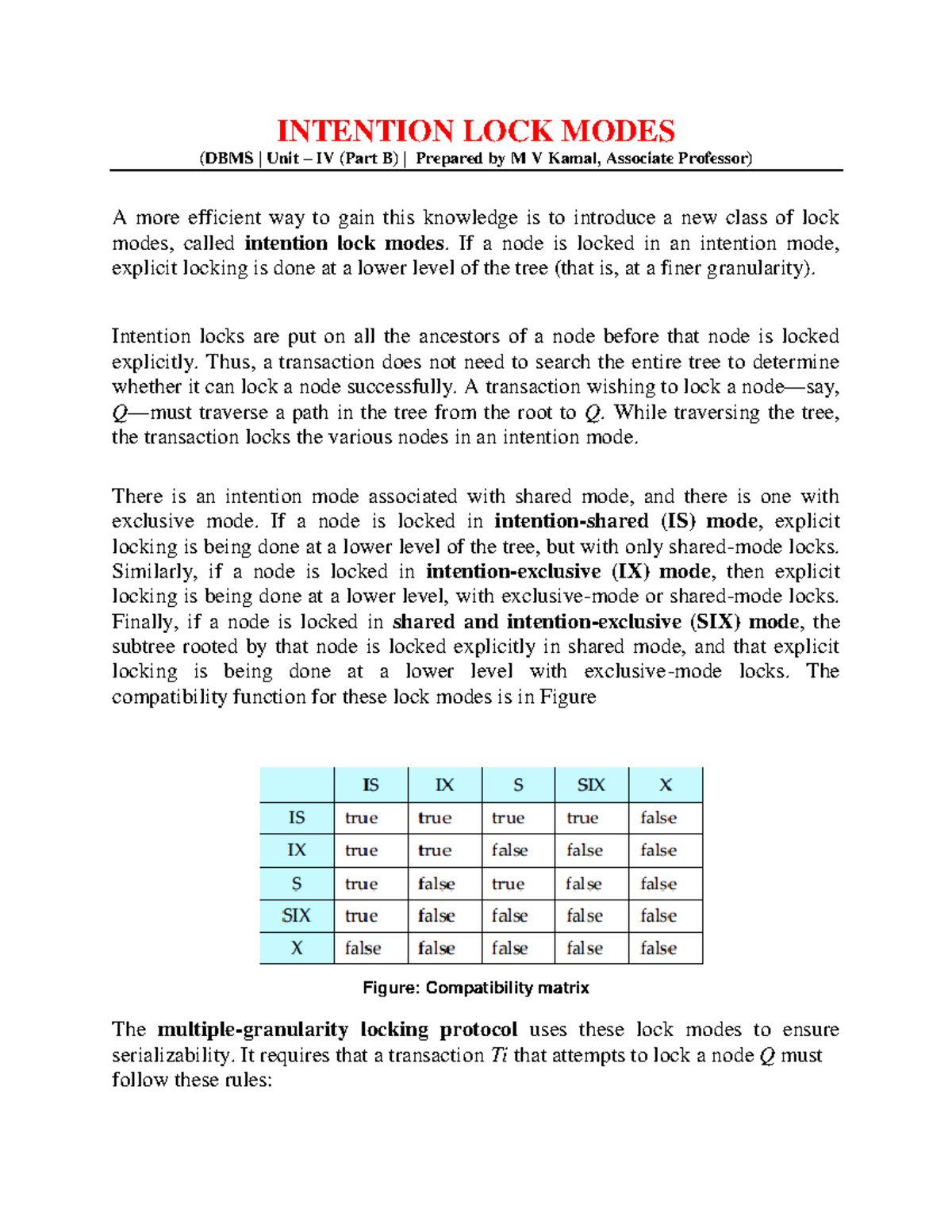 Database Management Systems (CS 443 ) - 2 - INTENTION LOCK MODES (DBMS ...