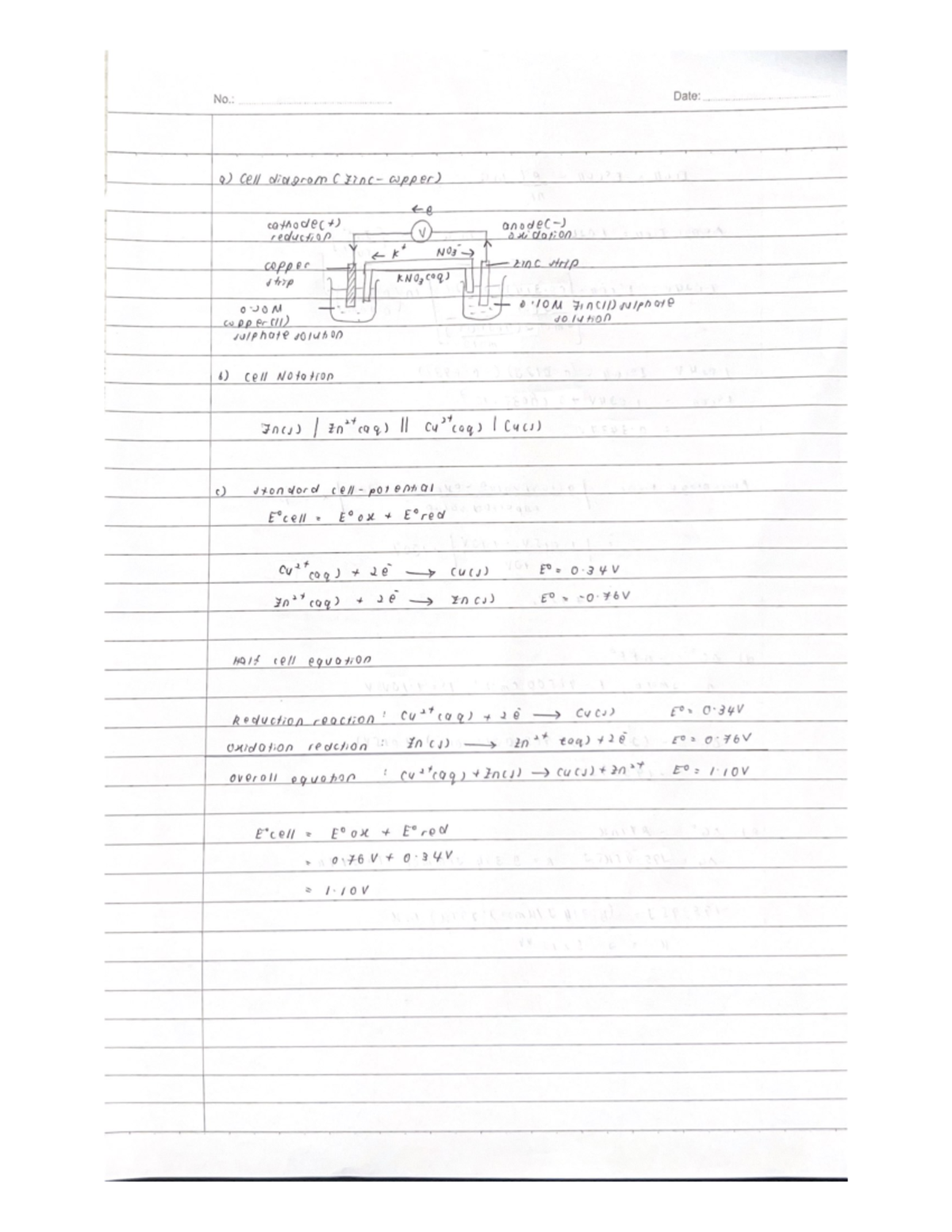 Calculation experiment - No.: Date: a) cell diagram reduction V ...