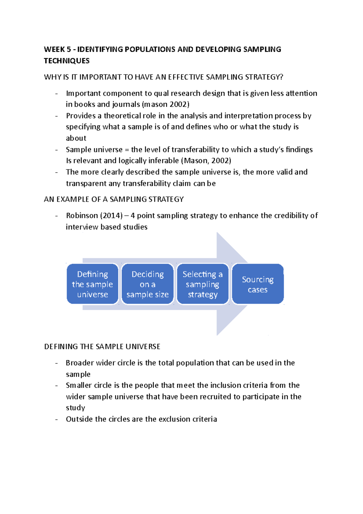 WEEK 5 - qual - WEEK 5 - IDENTIFYING POPULATIONS AND DEVELOPING ...