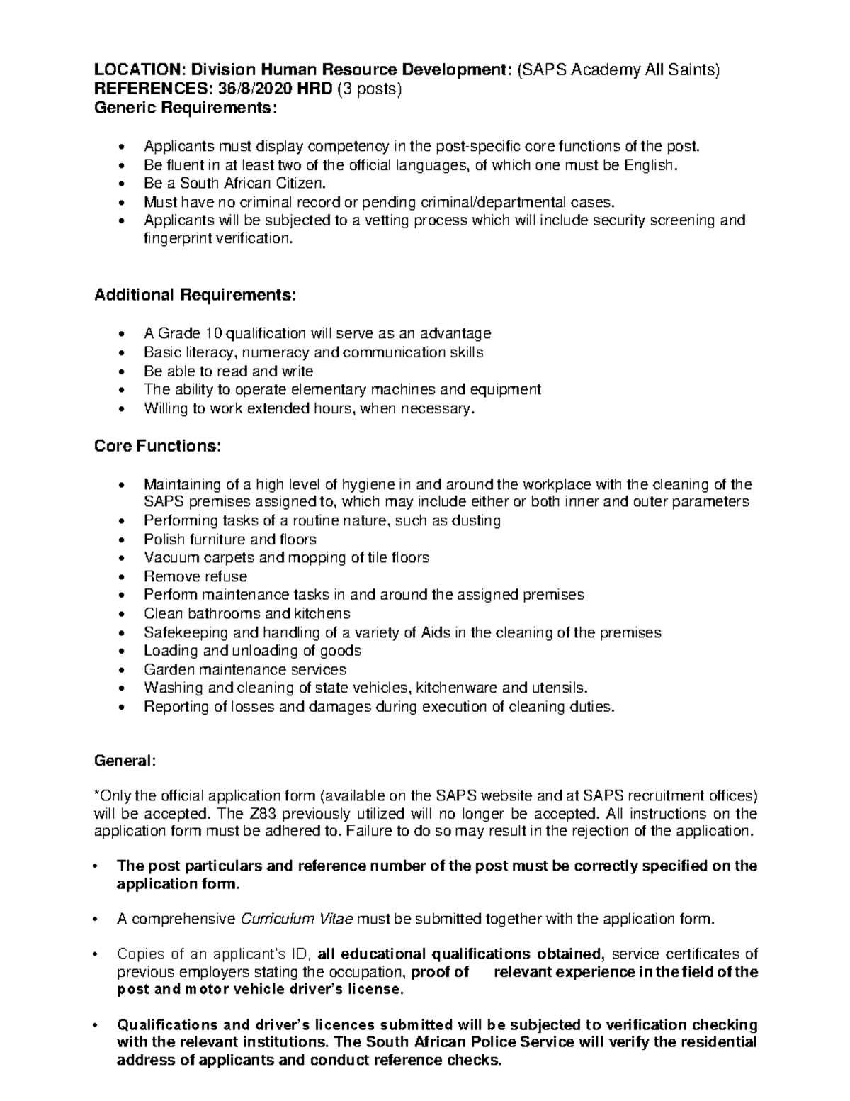 HRD 36 Academy All Saints - LOCATION: Division Human Resource ...