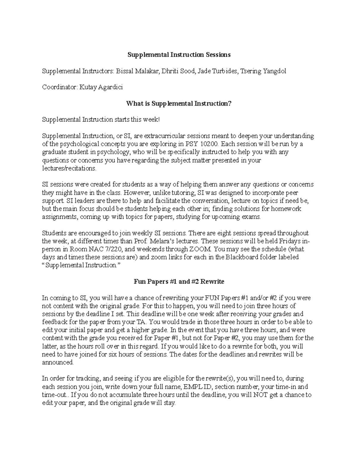 1 SI - practie questions - Supplemental Instruction Sessions ...