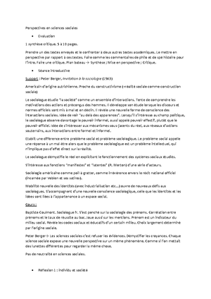 Perspectives en sciences sociales - Séance 1 : Questionnement des ...