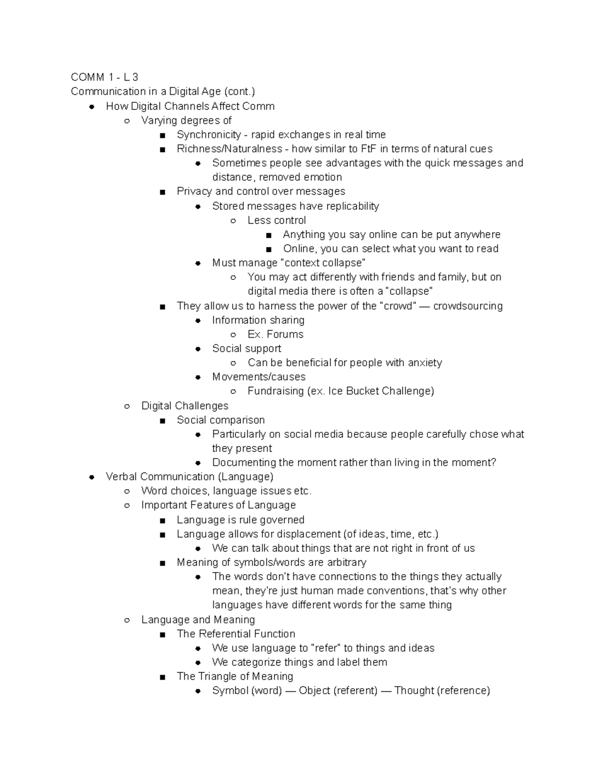 COMM 1 - L 3 - Professor Mullin - COMM 1 - L 3 Communication in a ...