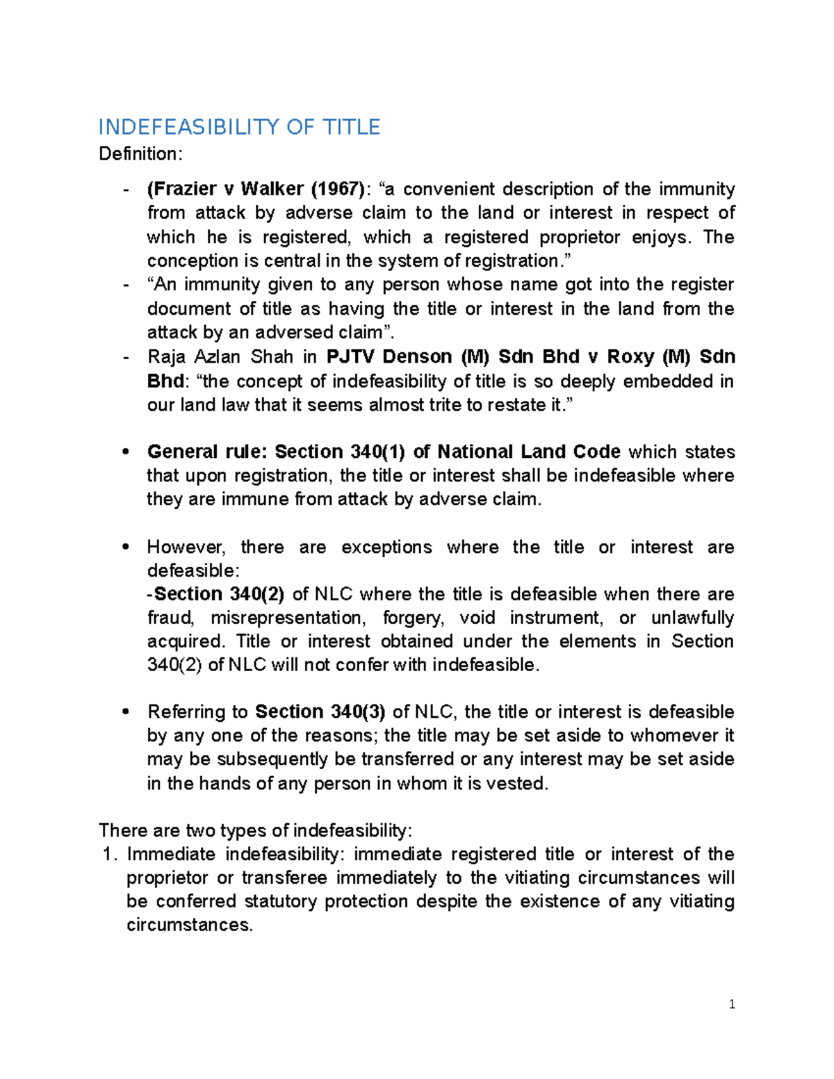 Indefeasibility OF Title - INDEFEASIBILITY OF TITLE Definition ...