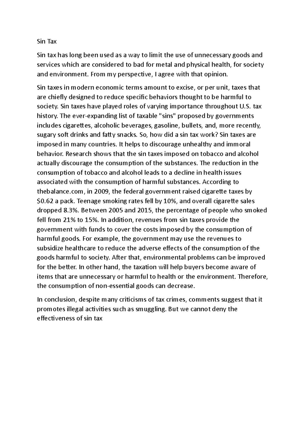 Sin Tax - abc - Sin Tax Sin tax has long been used as a way to limit ...