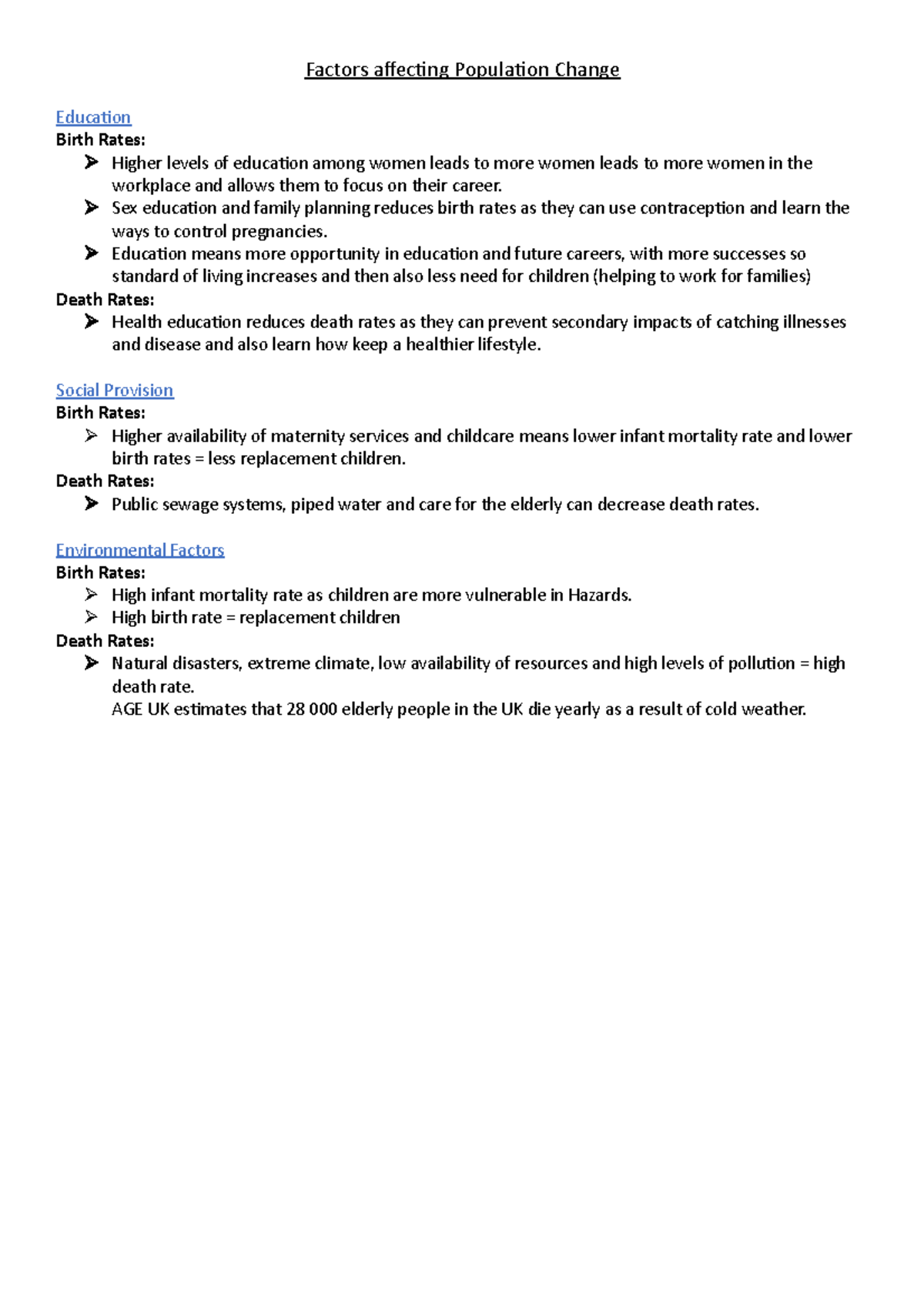 Factors affecting Population Change - Factors affecting Population ...