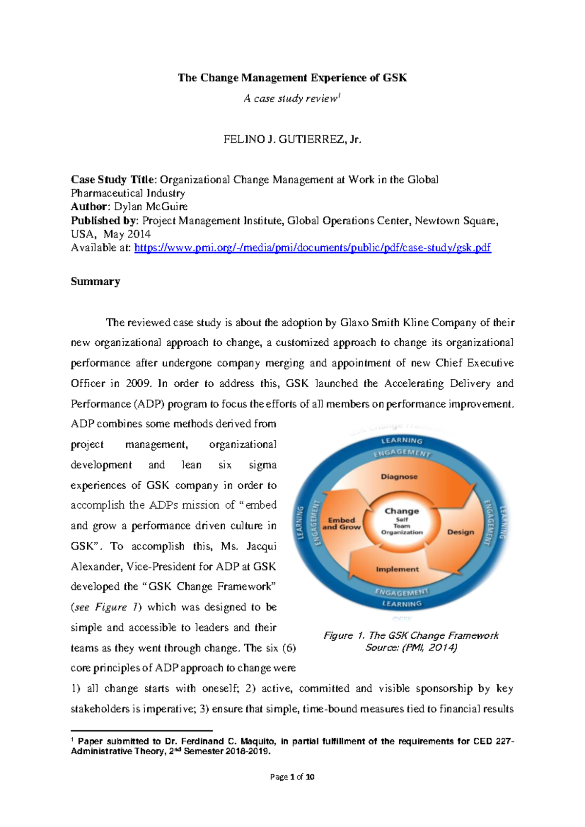 The Change Management Experience of GSK - GUTIERREZ, Jr. Case Study ...
