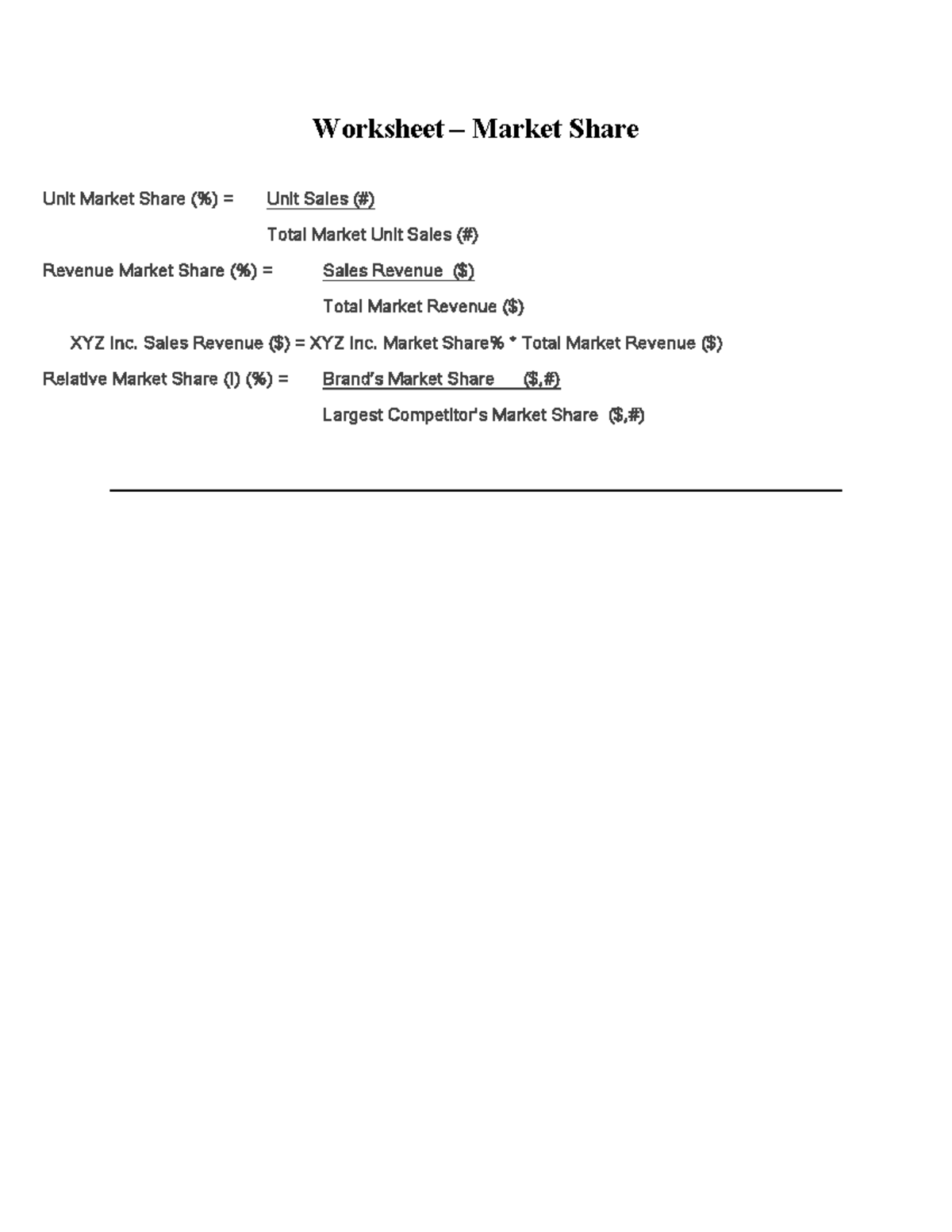 Market Share Questions with Answers - MKTG 1030 - Worksheet – Market ...