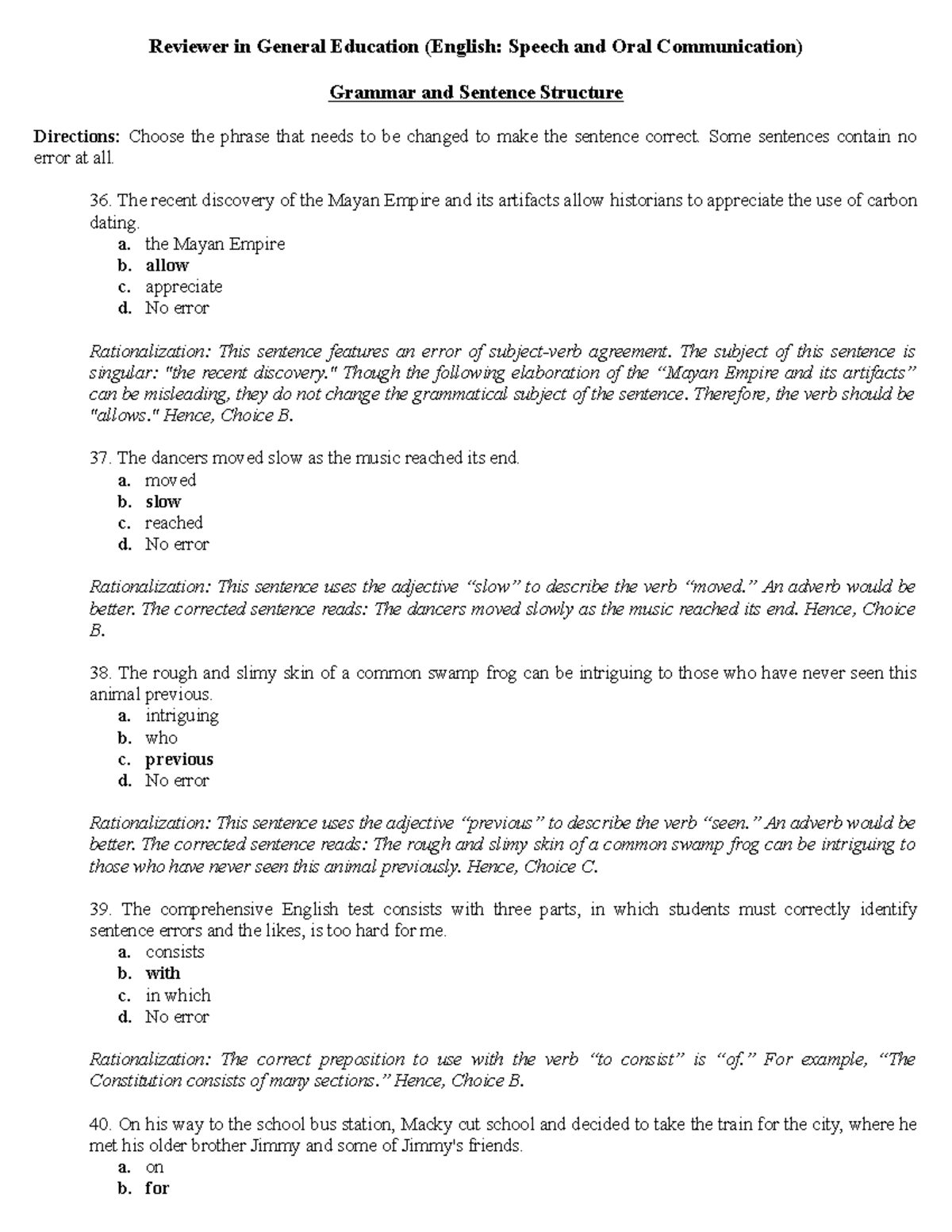 Reviewer in General Education (English Speech and Oral Communication ...