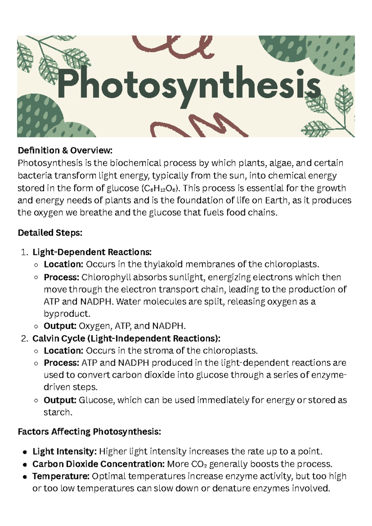 Photosynthesis - Definition & Overview: Photosynthesis is the ...