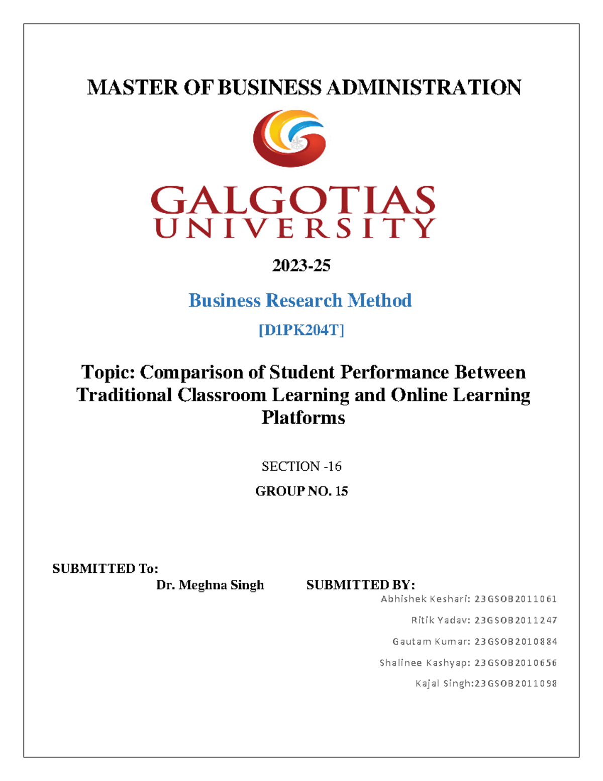 BRM project - business research method - MASTER OF BUSINESS ...