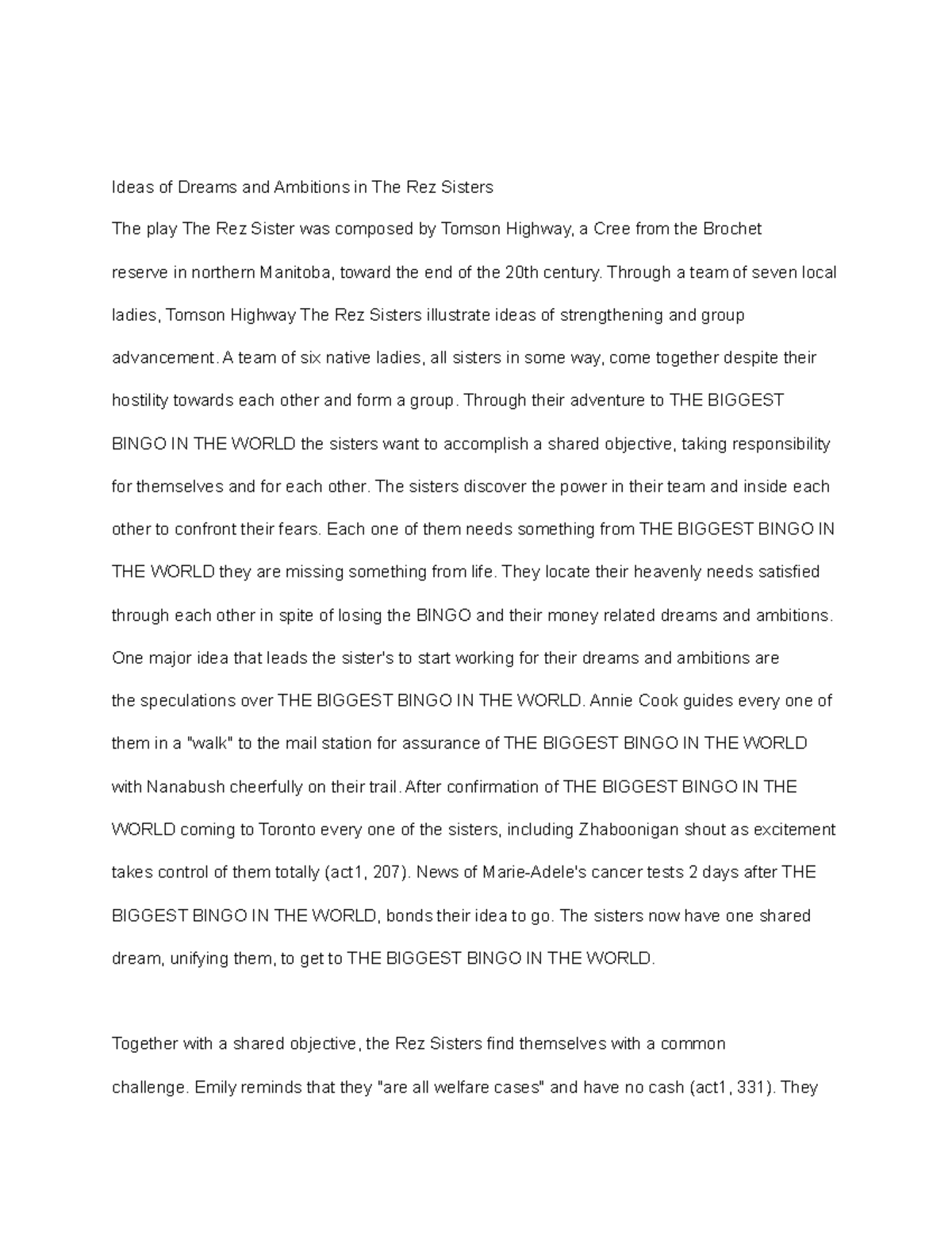 Untitled document - jsj - Ideas of Dreams and Ambitions in The Rez ...