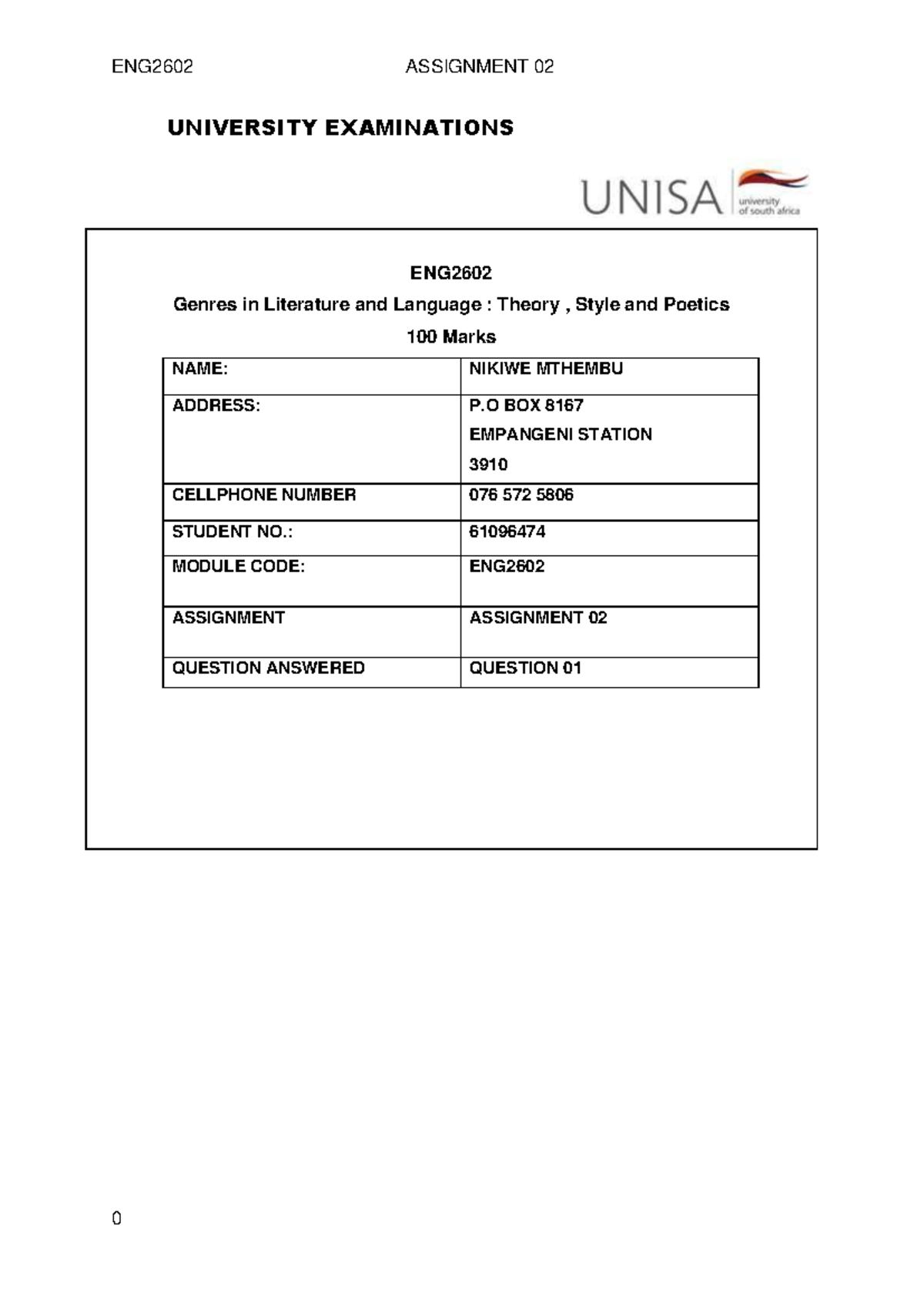 ENG2602 Asssignment 02 Student Number 61096474 - ENG 2602 ASSIGNMENT 0 ...