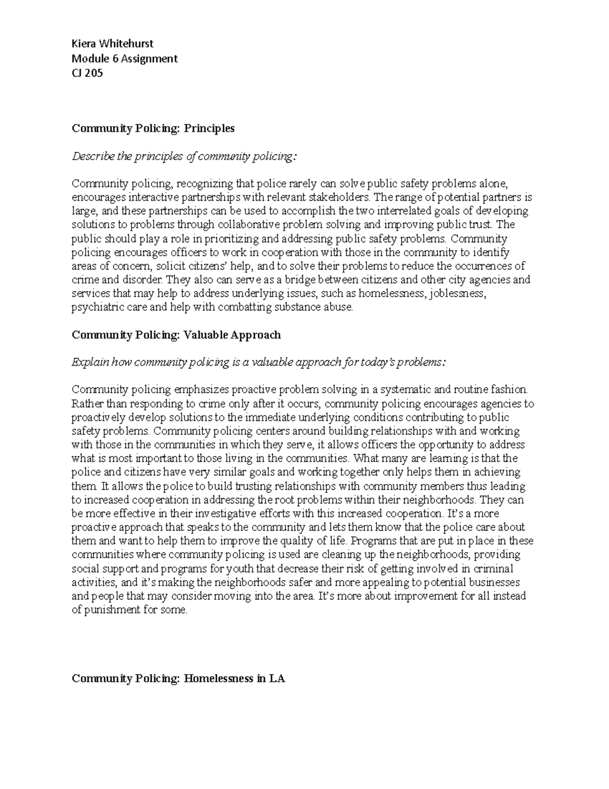 Module 6 Assignment - school - Kiera Whitehurst Module 6 Assignment CJ ...