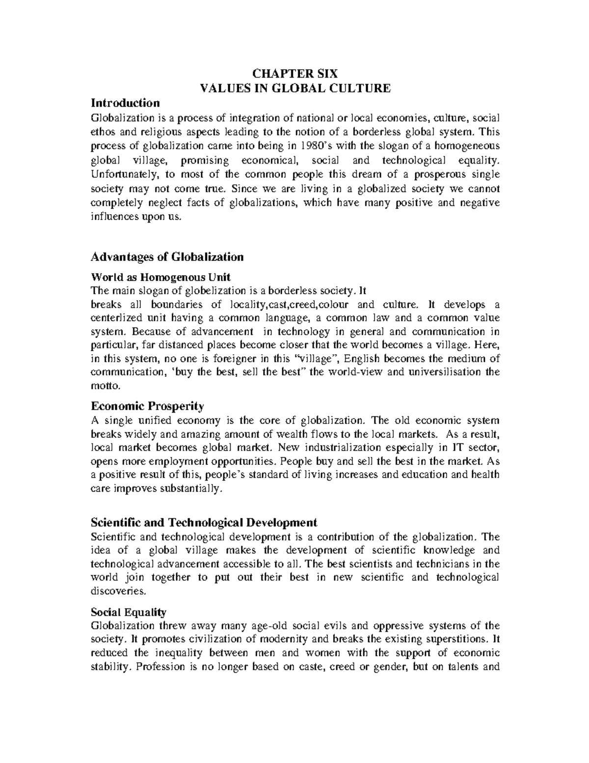 Chapter six values in global culture - CHAPTER SIX VALUES IN GLOBAL ...