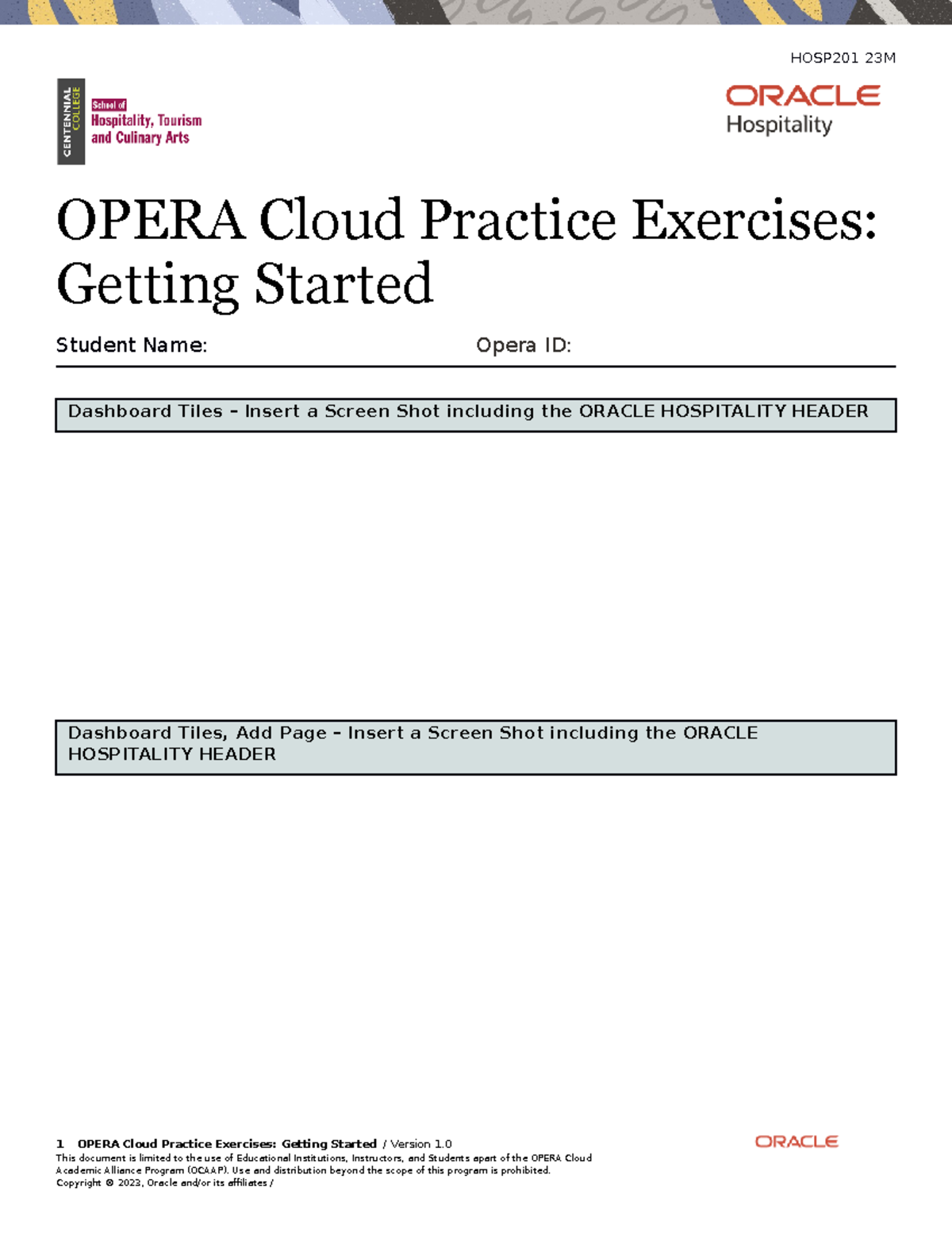 Opera Cloud - Getting Started Submission 23M - HOSP201 23M OPERA Cloud ...