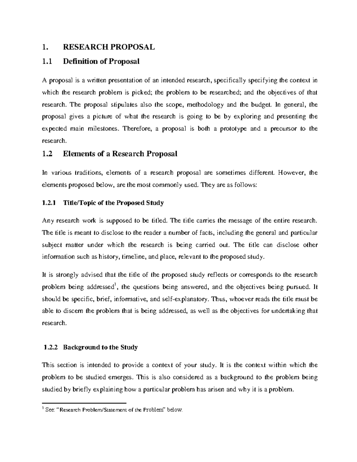 Guide Lines FOR Research Proposals AND Thesis (4) - 1. RESEARCH ...