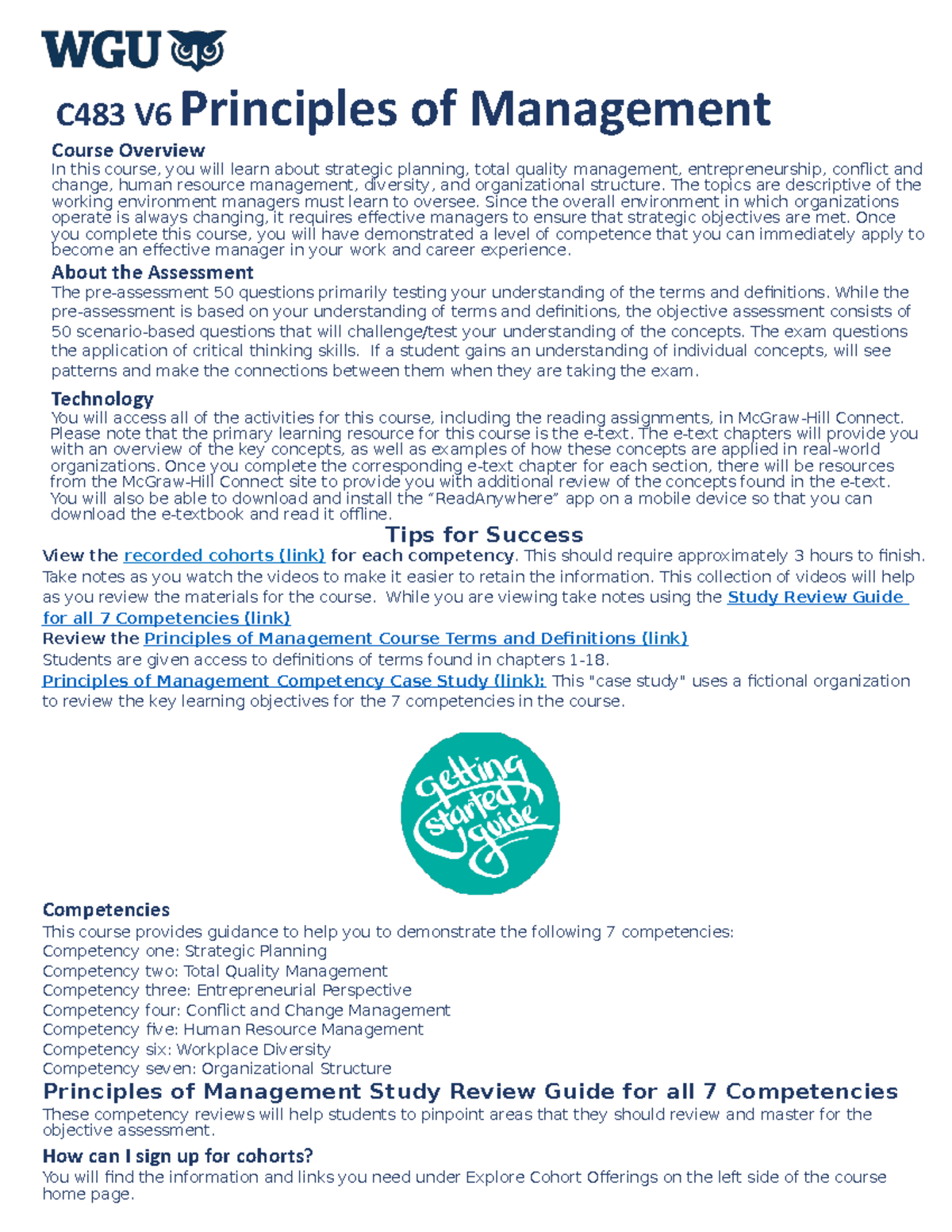 C483 V6 getting started guide - C483 V6 Principles of Management Course ...