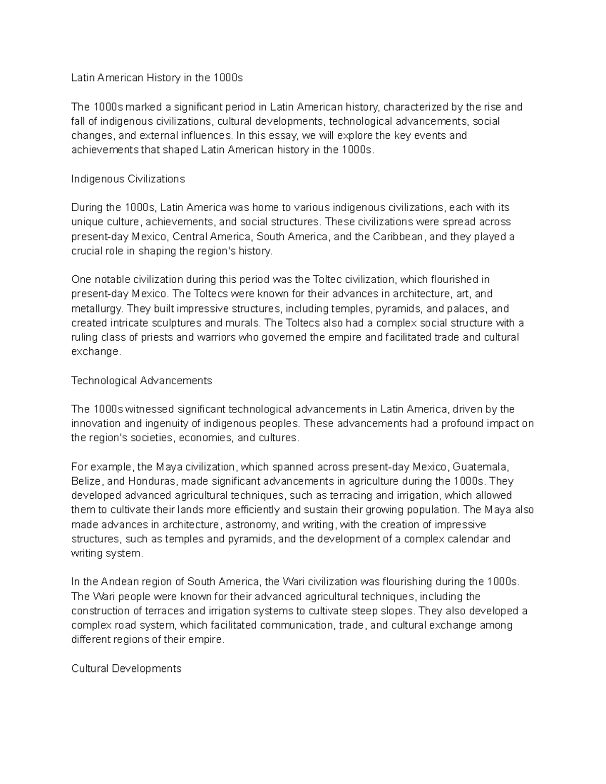 Hist135 (17) - dan leathers - Latin American History in the 1000s The ...