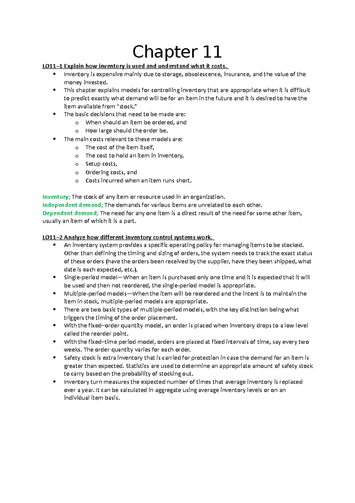 Concept connections - Summery of the chapters for the endterm - Chapter ...
