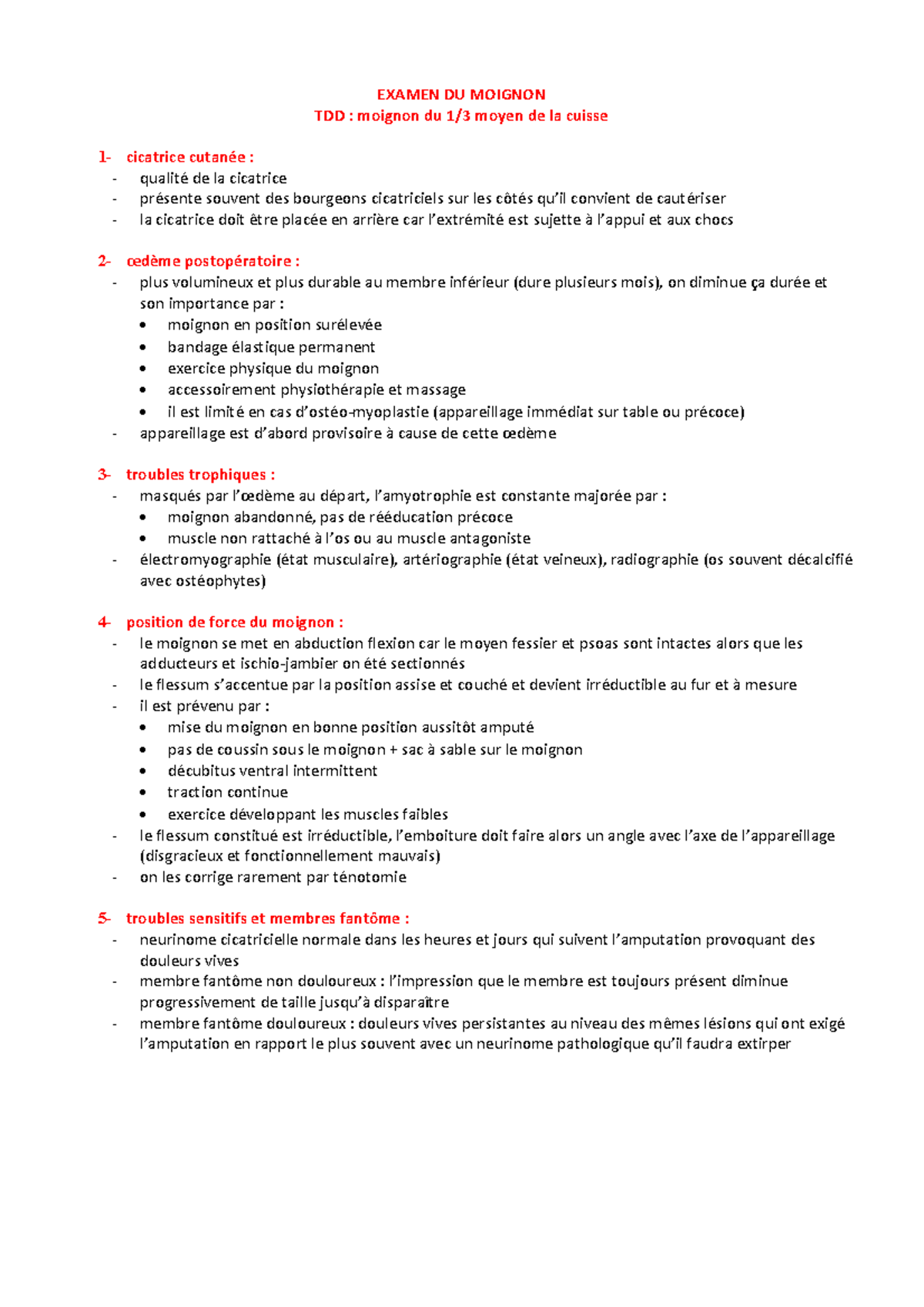 Examen du moignon - Cours de médecine 2022/23 - EXAMEN DU MOIGNON TDD ...