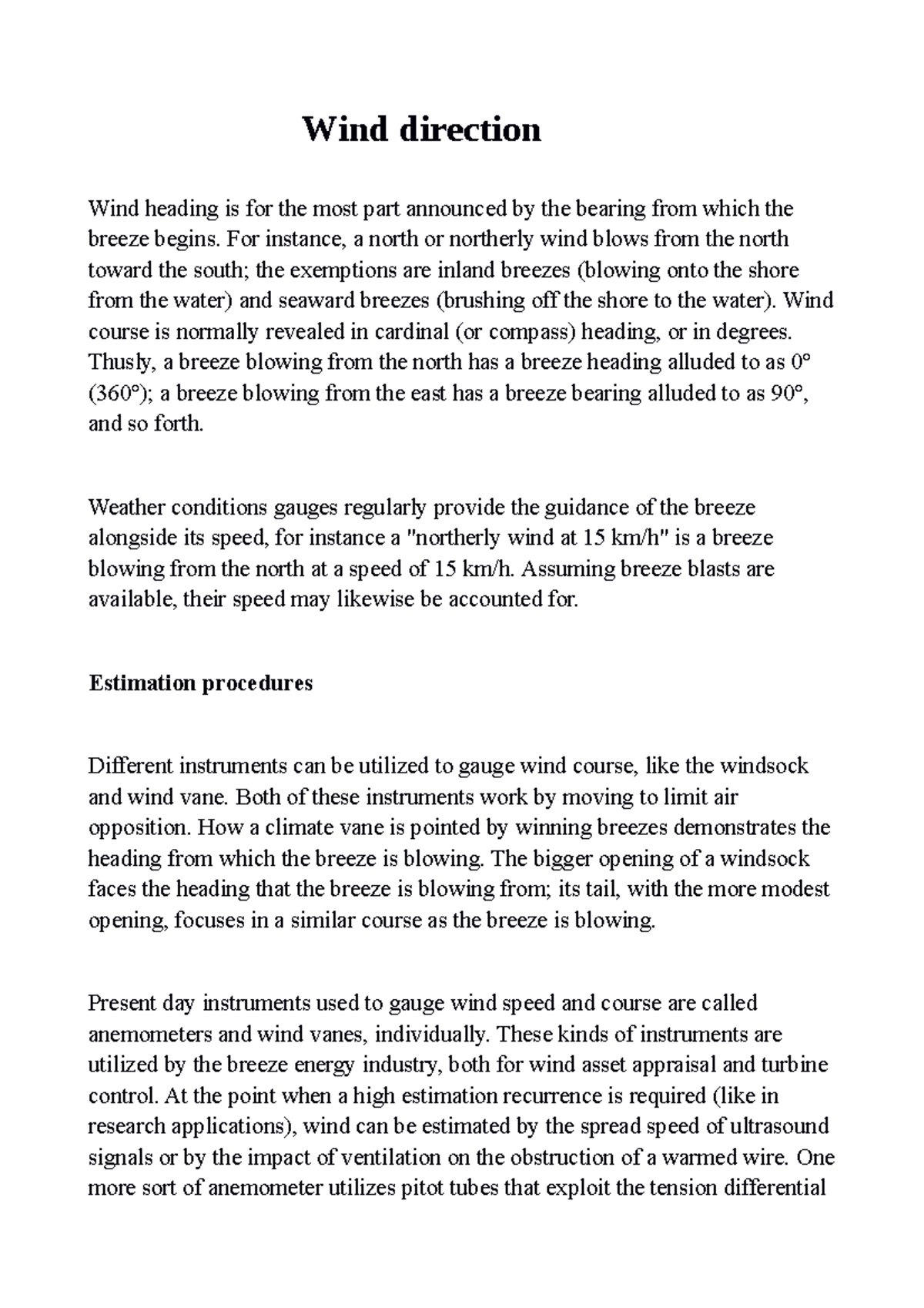 Wind direction - shafa - Wind direction Wind heading is for the most ...